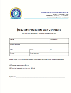 Duplicate Wall Certificate Request Form | ABOHN, Inc.